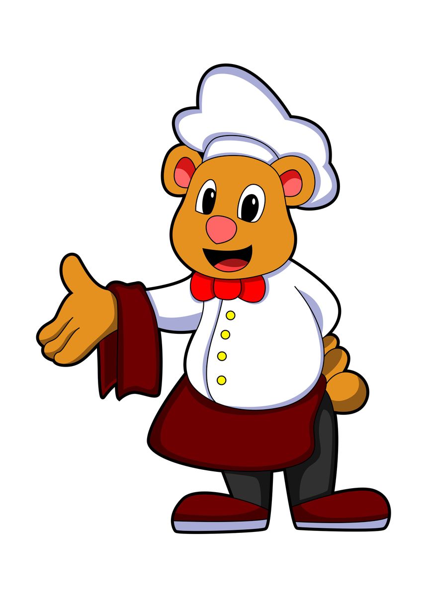 'Bear Cook Cooking apron' Poster, picture, metal print, paint by Markus ...