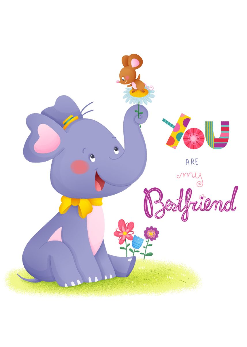 'Bestfriend elephant mouse' Poster, picture, metal print, paint by ...
