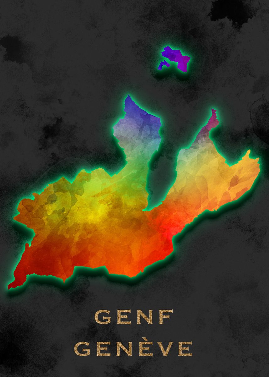 'Genf' Poster, picture, metal print, paint by Petra Rommelfanger | Displate