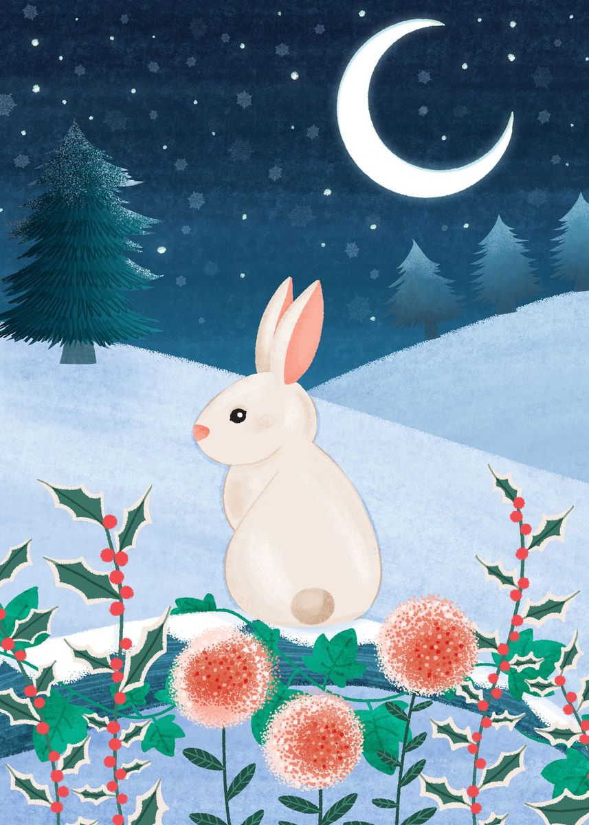 'Snow hare' Poster, picture, metal print, paint by Angela Sbandelli ...
