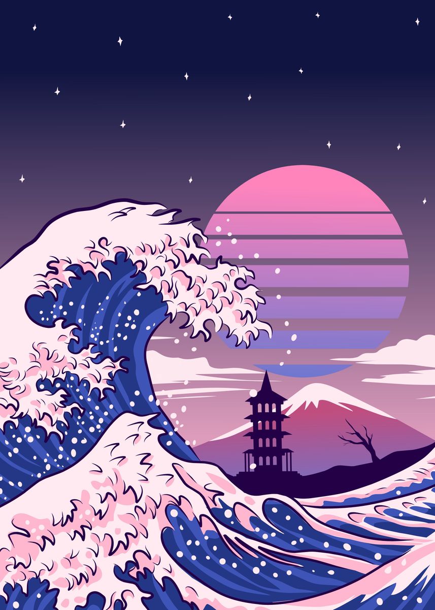 'wave' Poster, picture, metal print, paint by El Rik | Displate