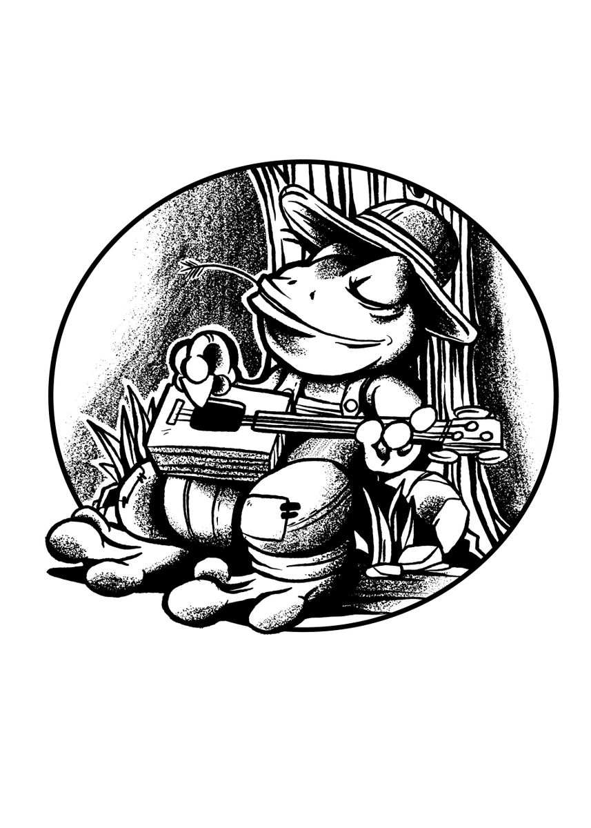 'FROG CIGAR BOX GUITAR' Poster, picture, metal print, paint by ...