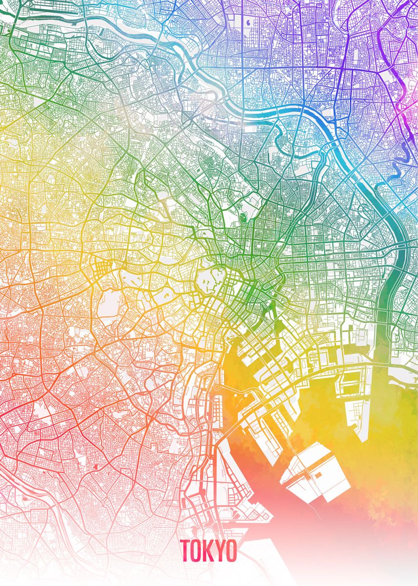 'Tokyo map' Poster, picture, metal print, paint by Stefano Lunghi ...