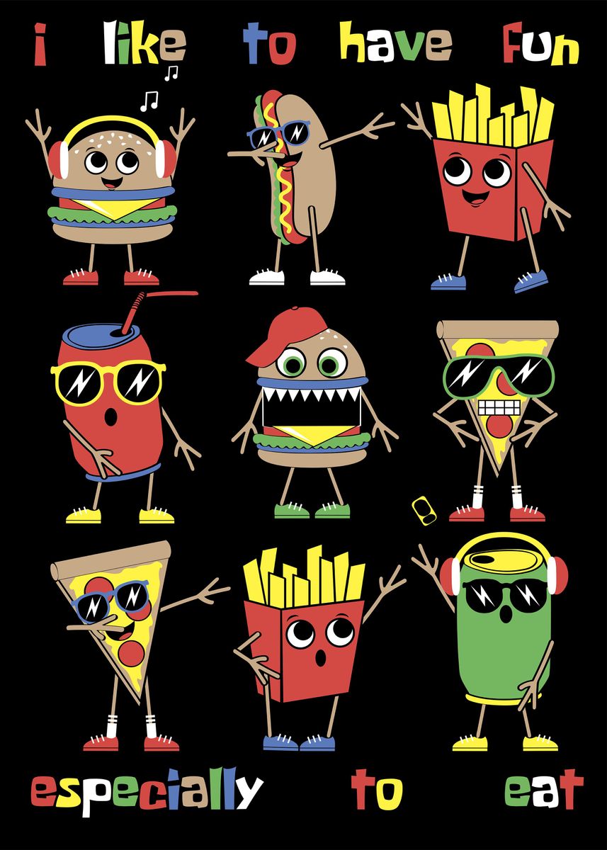 'fun food' Poster, picture, metal print, paint by MARINA SMORODINSKAYA ...
