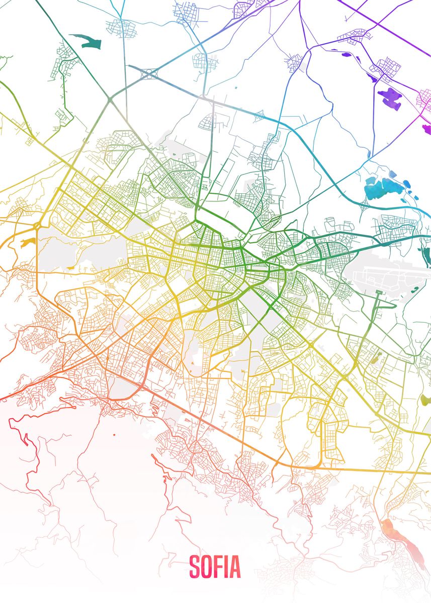 'Sofia map' Poster by Stefano Lunghi | Displate