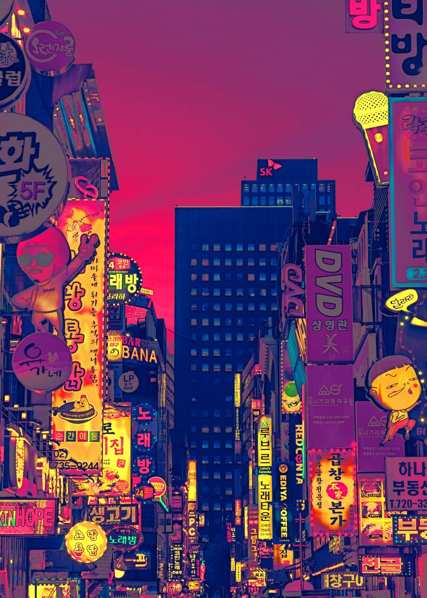 'Korean Lights' Poster by EthectorArt | Displate