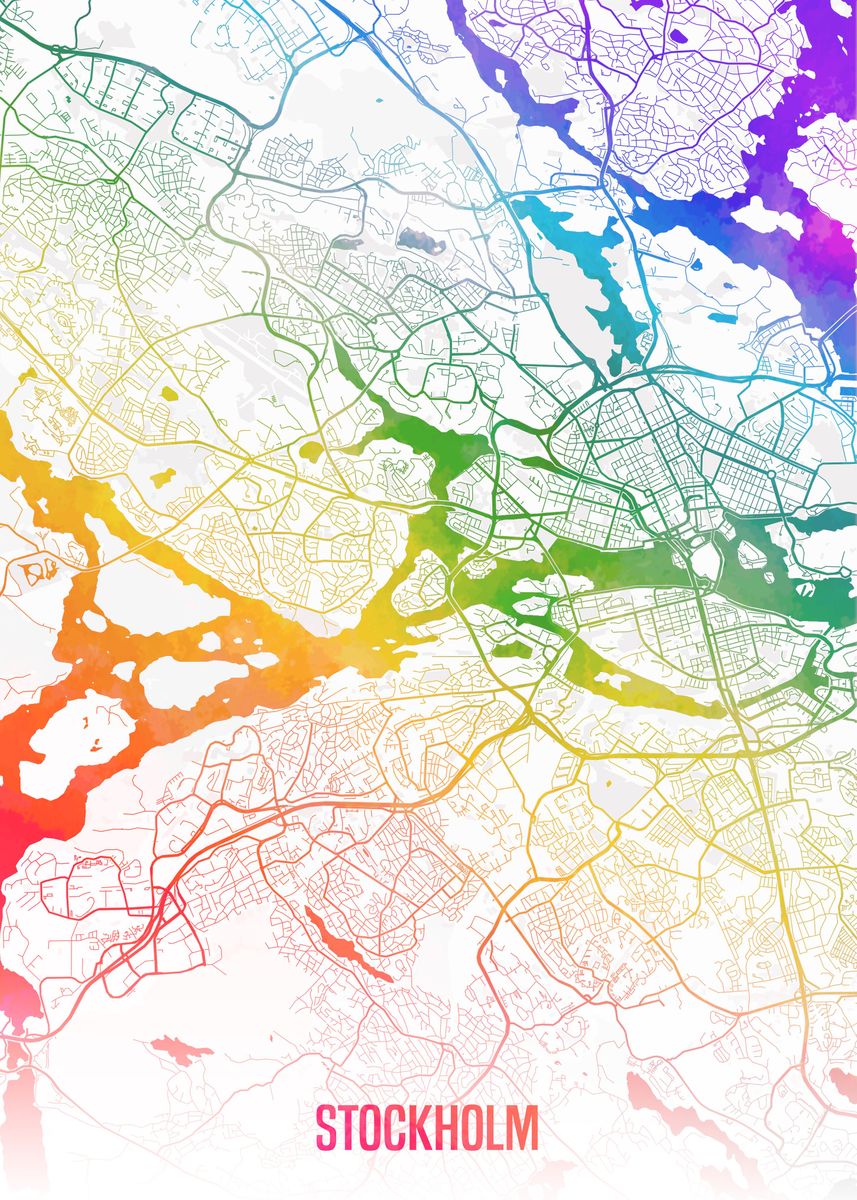 'Stockholm map' Poster, picture, metal print, paint by LUNGHISTE | Displate