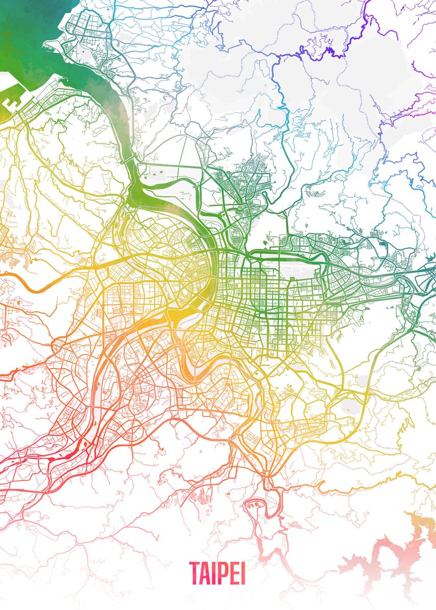 'Taipei map' Poster, picture, metal print, paint by Stefano Lunghi ...