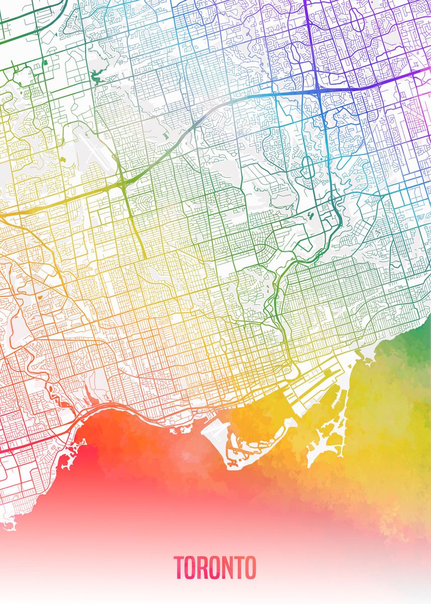 'Toronto map' Poster, picture, metal print, paint by Stefano Lunghi ...