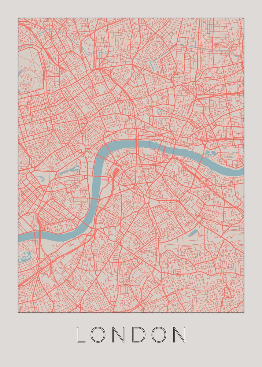 'London Vintage Map' Poster, picture, metal print, paint by dkDesign ...