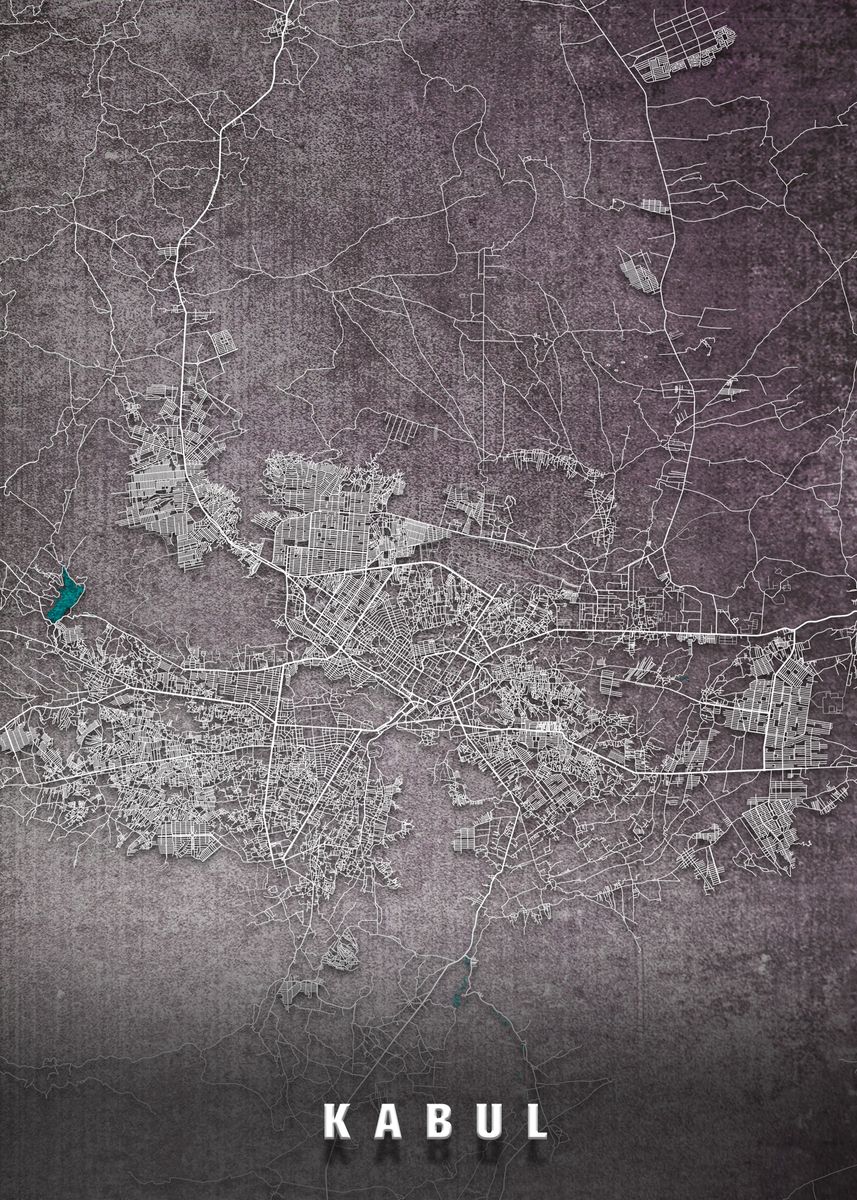 'Kabul Map' Poster, picture, metal print, paint by Maksymilian Kulig ...