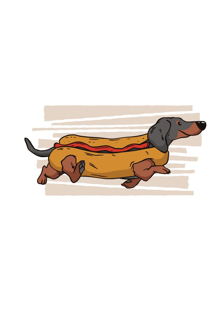 'HOT DOG ANIMAL' Poster, picture, metal print, paint by ...