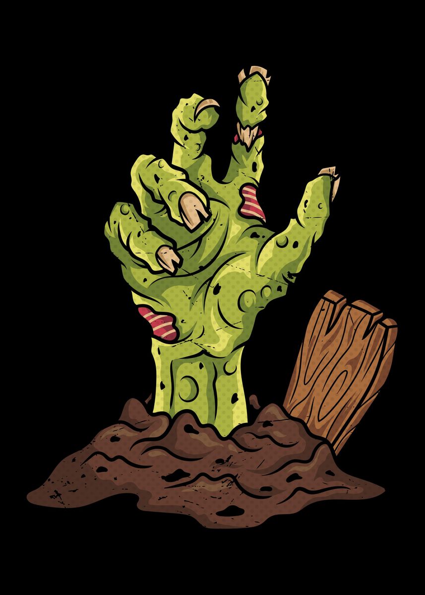 'Zombie Hand' Poster, picture, metal print, paint by John DonJoe | Displate