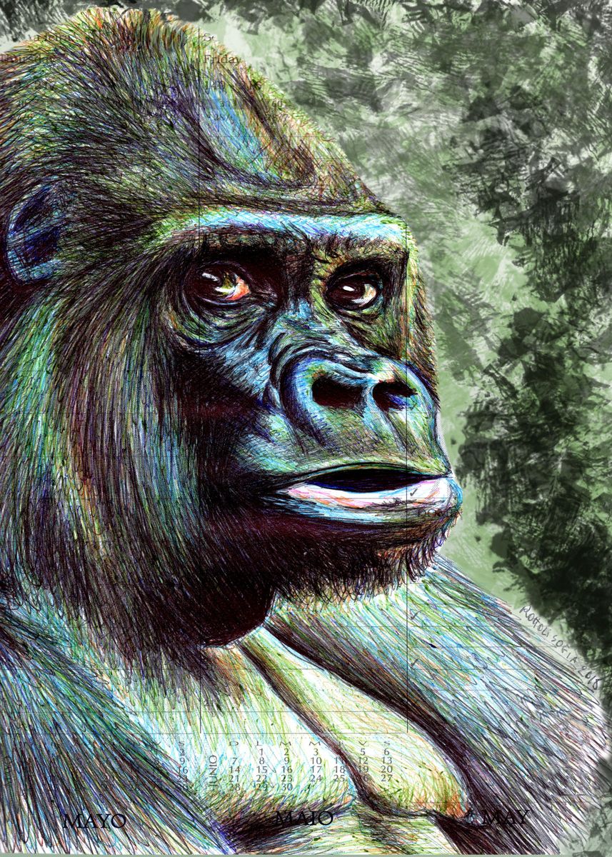 'Simio' Poster, picture, metal print, paint by Sofìa Rottoli | Displate