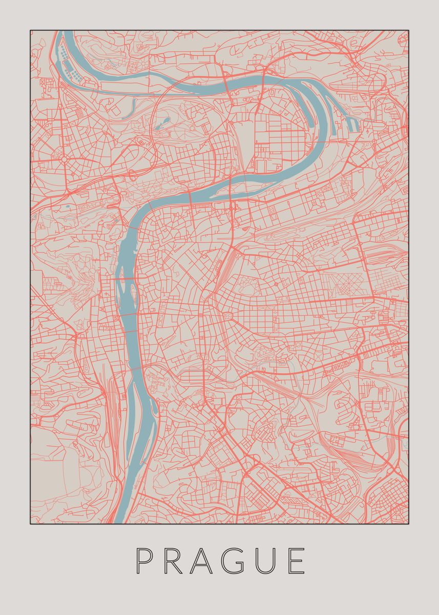 'Prague Vintage Map' Poster, picture, metal print, paint by dkDesign ...