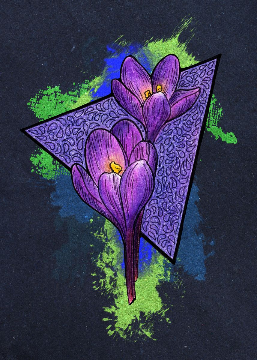 'Purple Crocus Dark' Poster, picture, metal print, paint by Kaisa ...