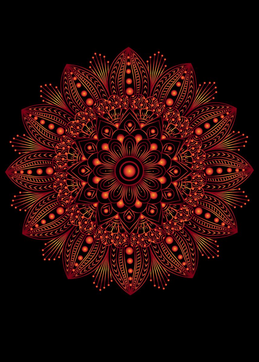 'Colorful Mandala red' Poster by Max Ronn | Displate