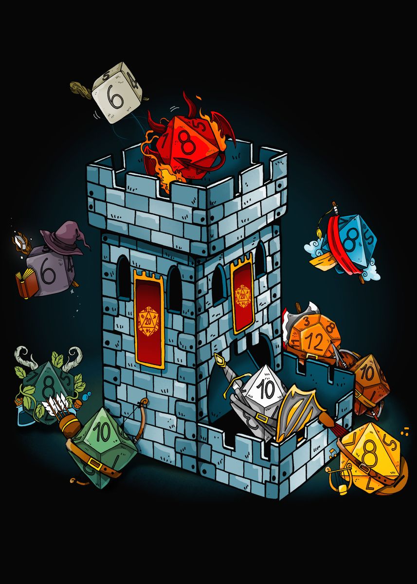 'Dice Tower' Poster, picture, metal print, paint by Valentina Fabbri ...