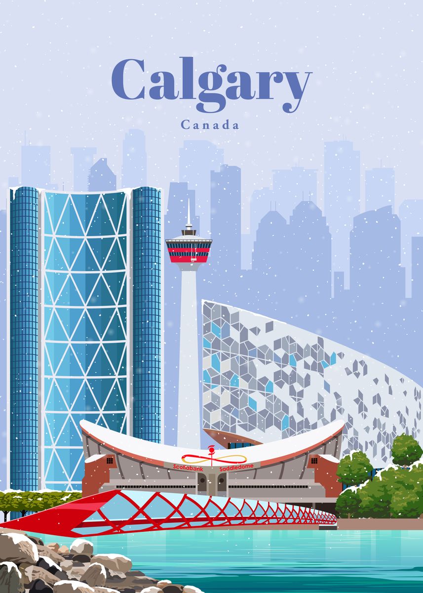 'Travel to Calgary' Poster, picture, metal print, paint by Studio 324 ...