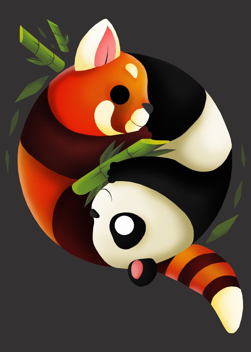'Ying Yang Panda' Poster, picture, metal print, paint by Valentina ...