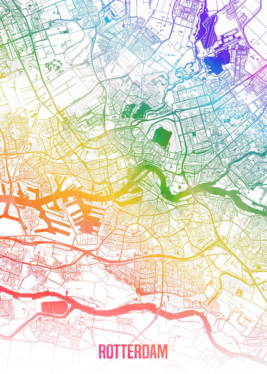 'Rotterdam map' Poster by Stefano Lunghi | Displate