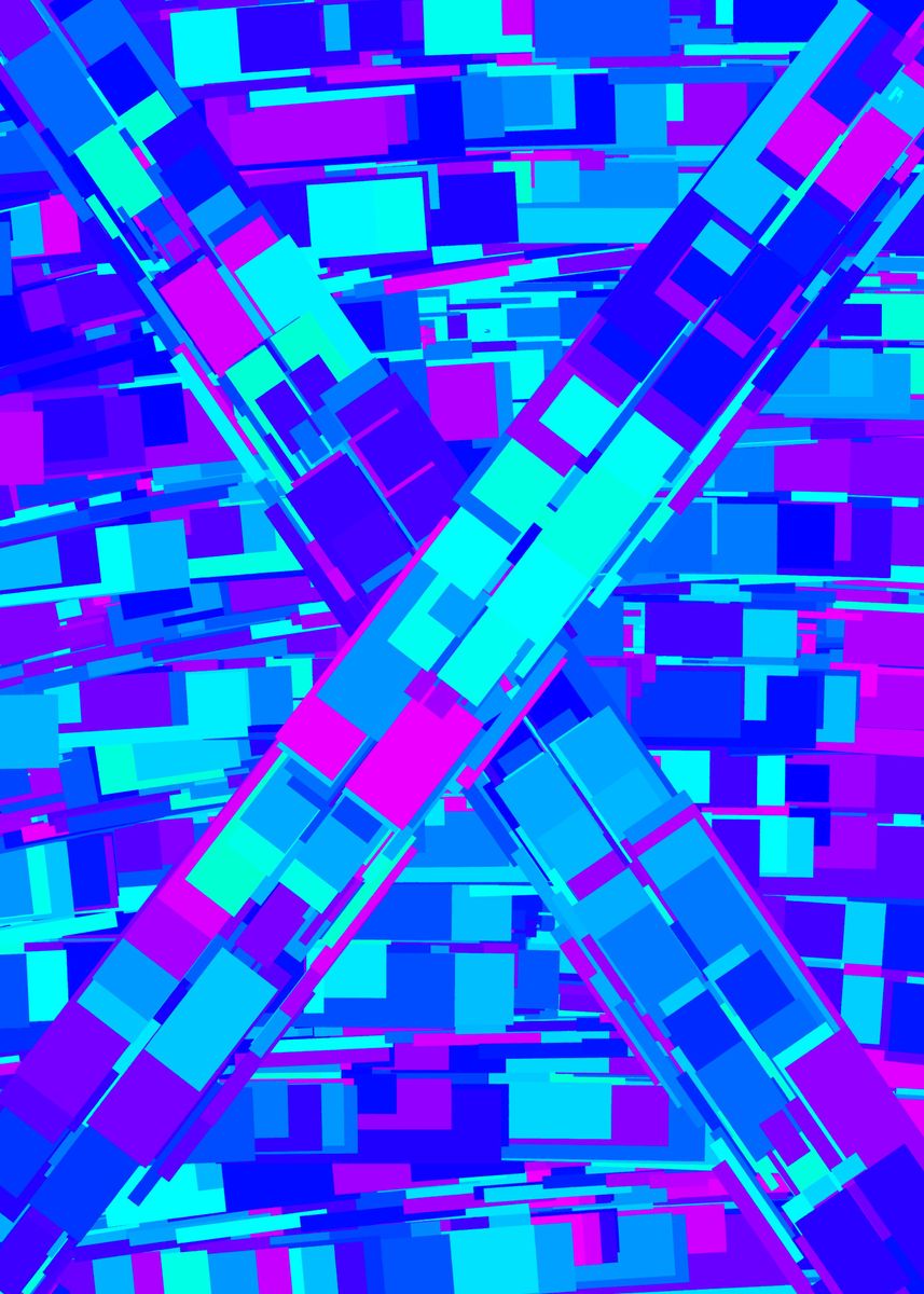 'Colour pattern blue pink' Poster, picture, metal print, paint by ...