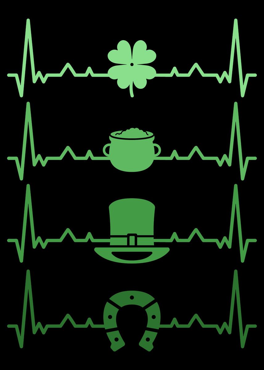'St Patricks Day Heartbeat' Poster, picture, metal print, paint by ...