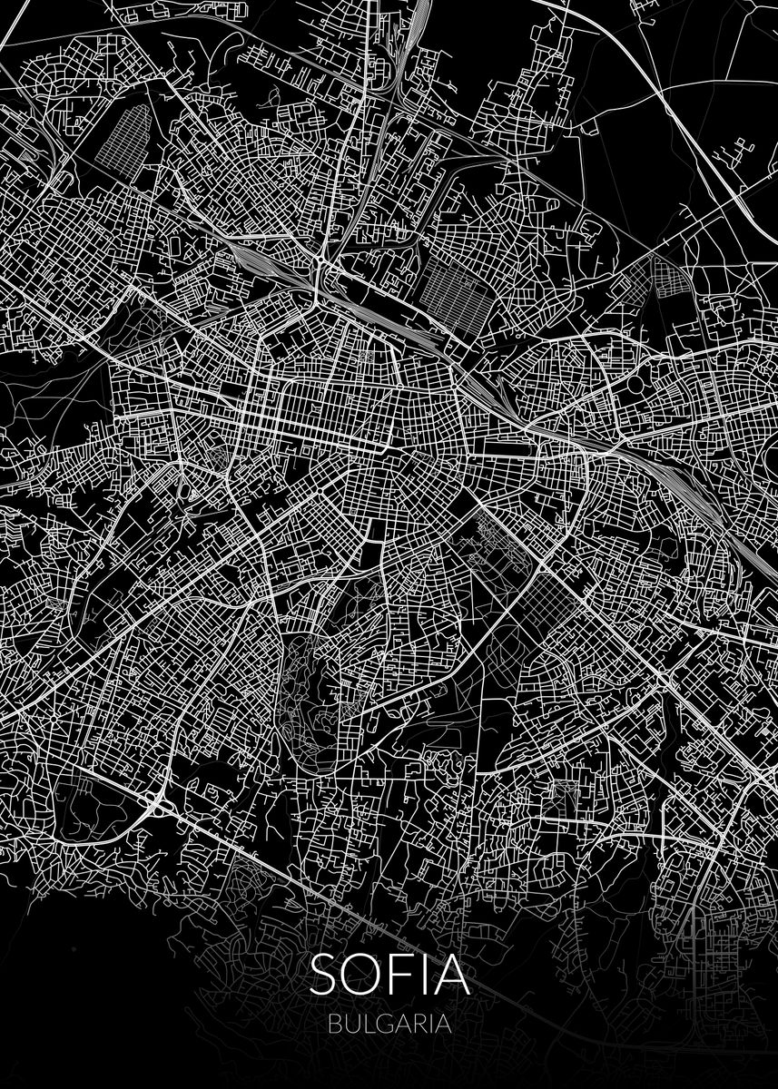 'Sofia Map Black' Poster, picture, metal print, paint by dkDesign ...