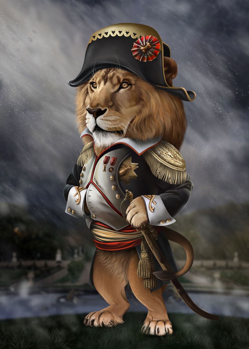 'Lion as Emperor Napoleon' Poster, picture, metal print, paint by Jeff ...