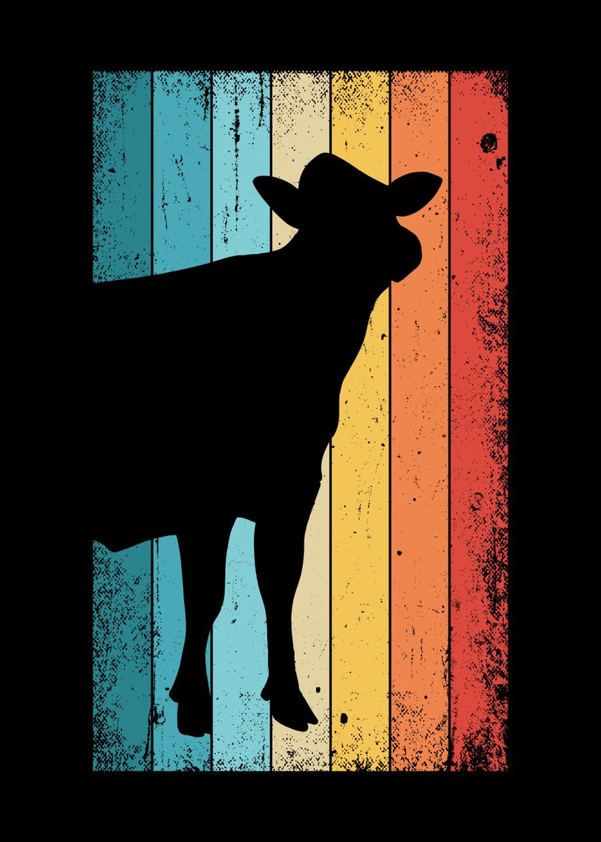 'Vintage Cow Retro Farming' Poster, picture, metal print, paint by Phil ...