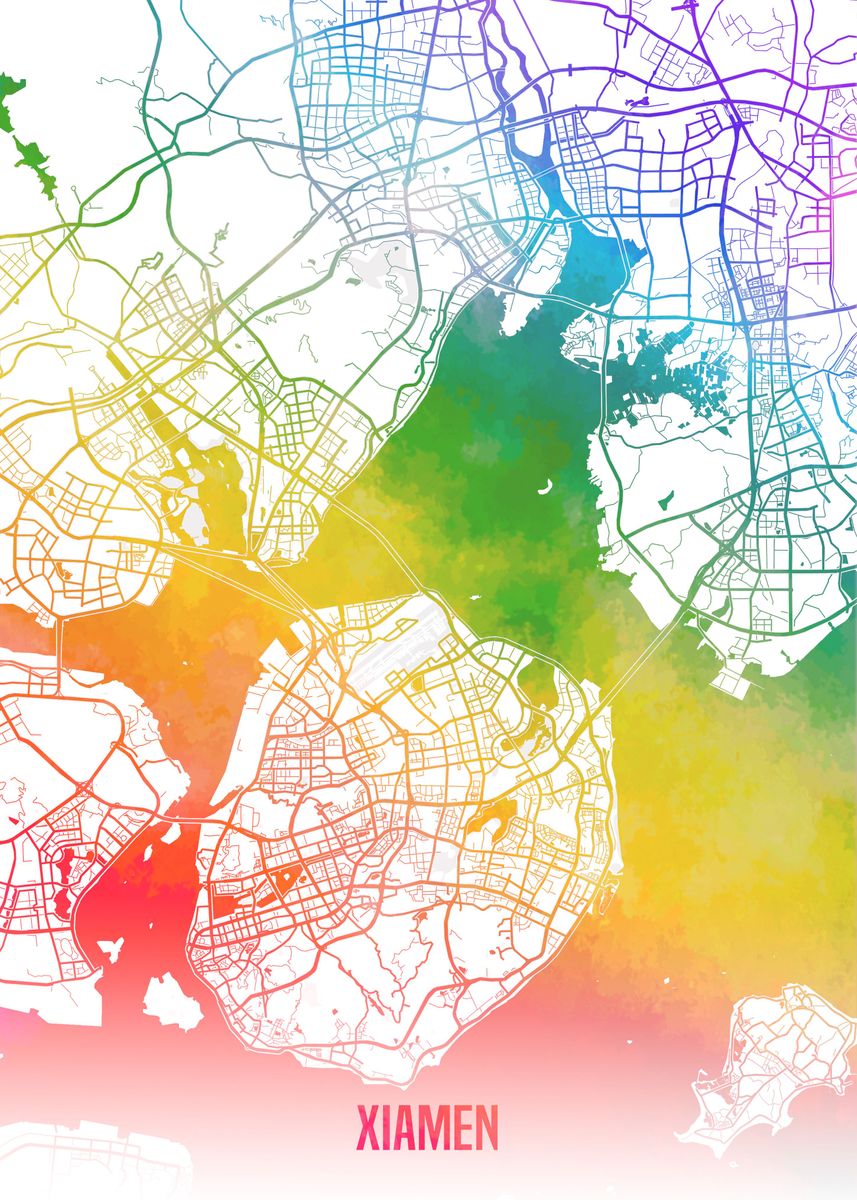 'Xiamen map' Poster, picture, metal print, paint by LUNGHISTE | Displate