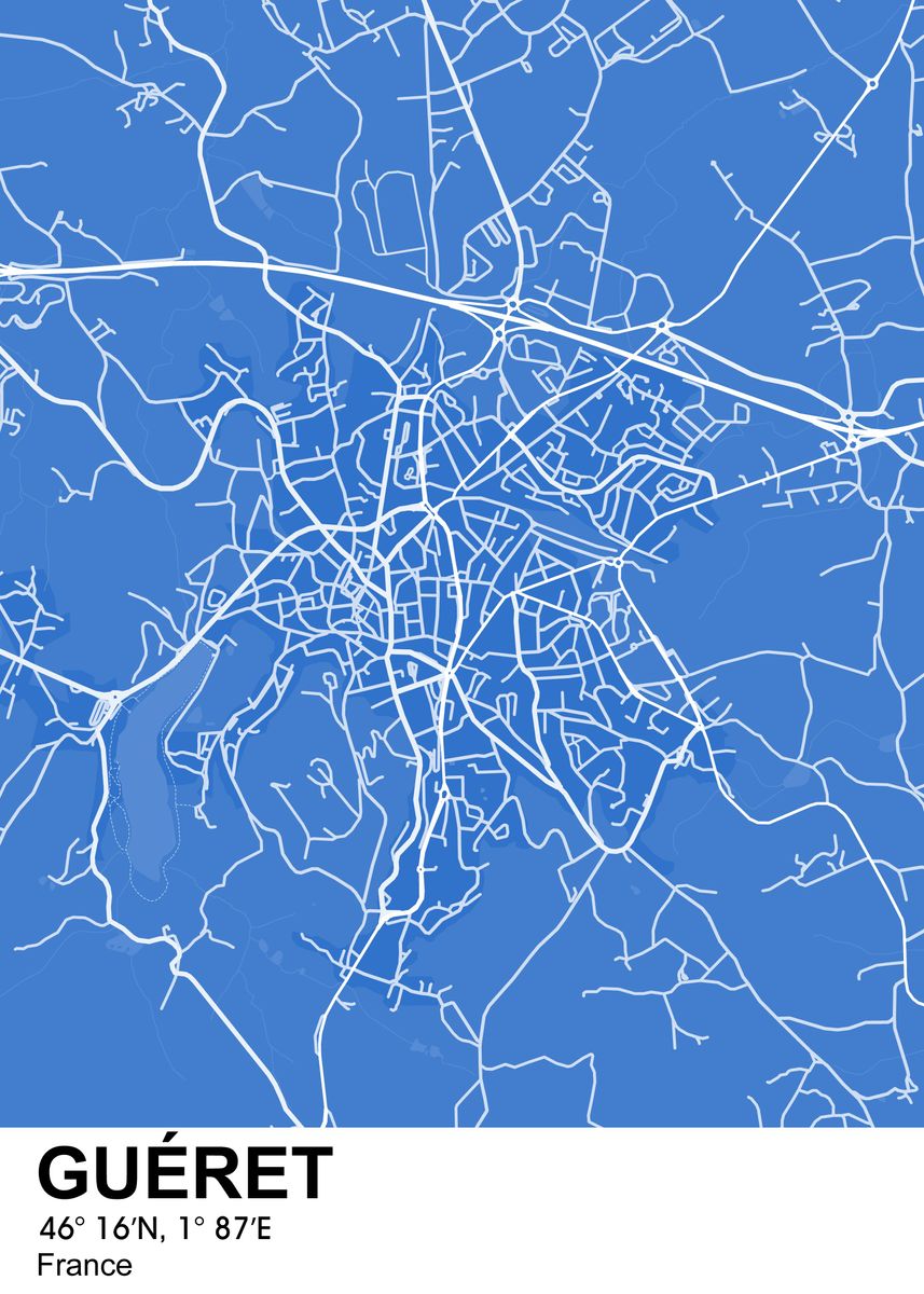 'gueret france color map' Poster, picture, metal print, paint by ...