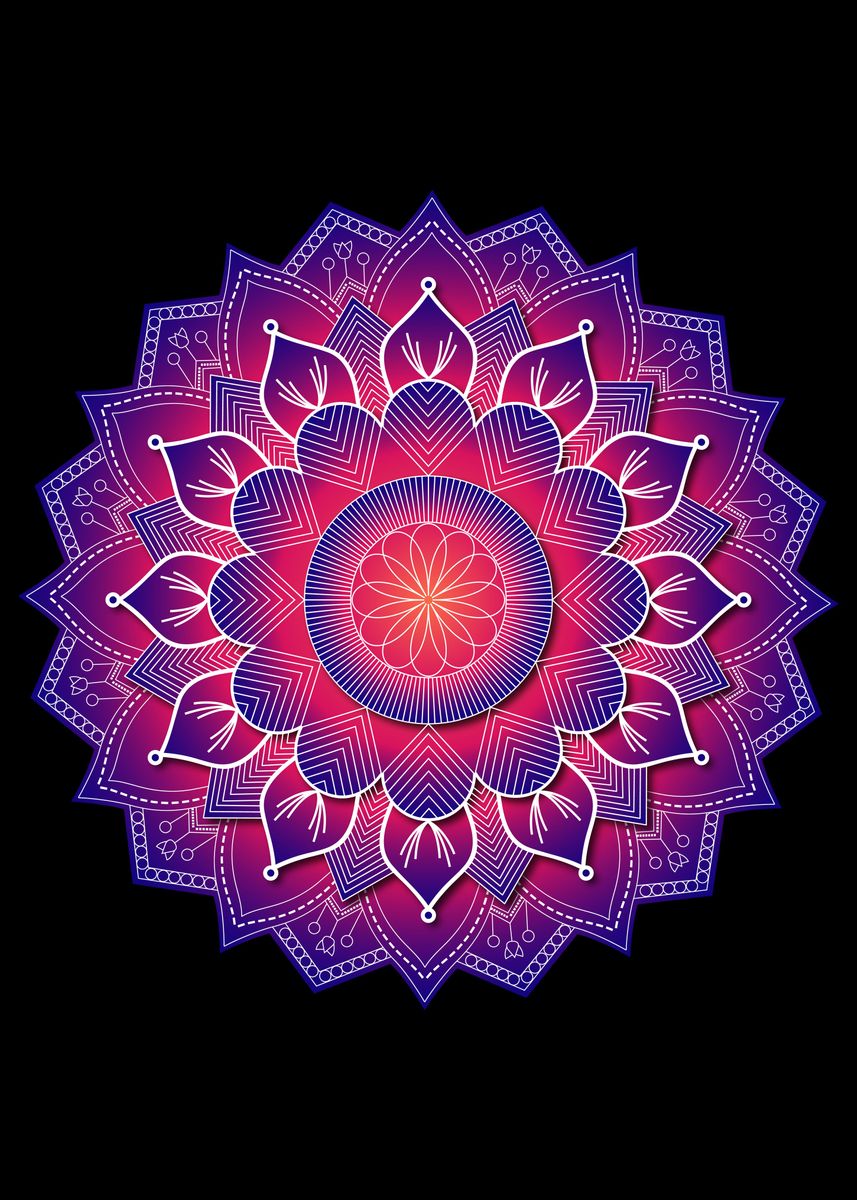 'Colorful Mandala' Poster, picture, metal print, paint by Max Ronn ...