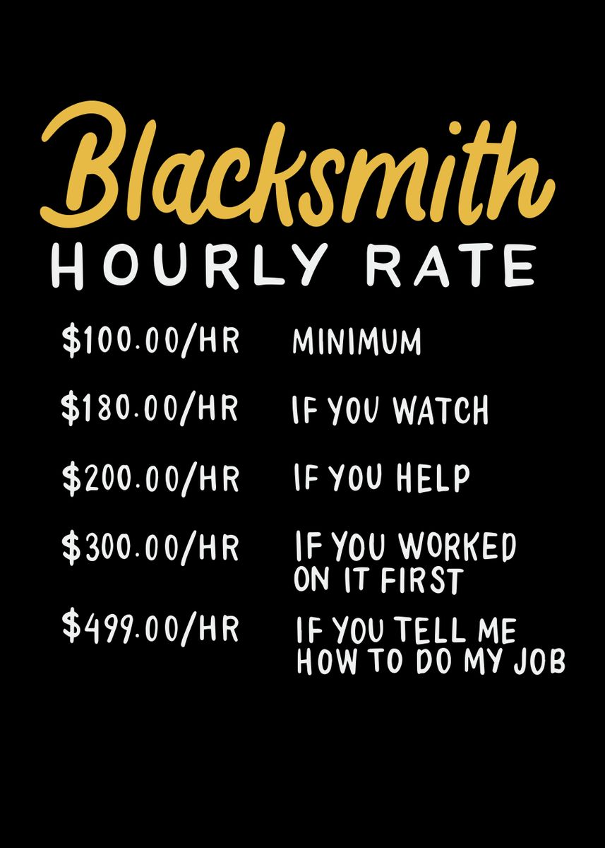 'Blacksmith Hourly Rate' Poster by Shiva121 | Displate