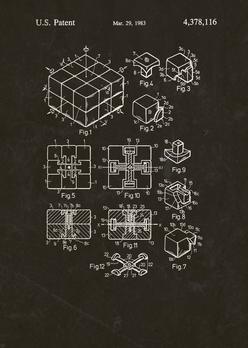 'Rubiks Cube patent ' Poster by Designersen | Displate