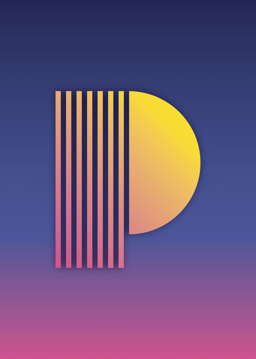 '80s Retro Letter P' Poster, picture, metal print, paint by DSpot Shop ...