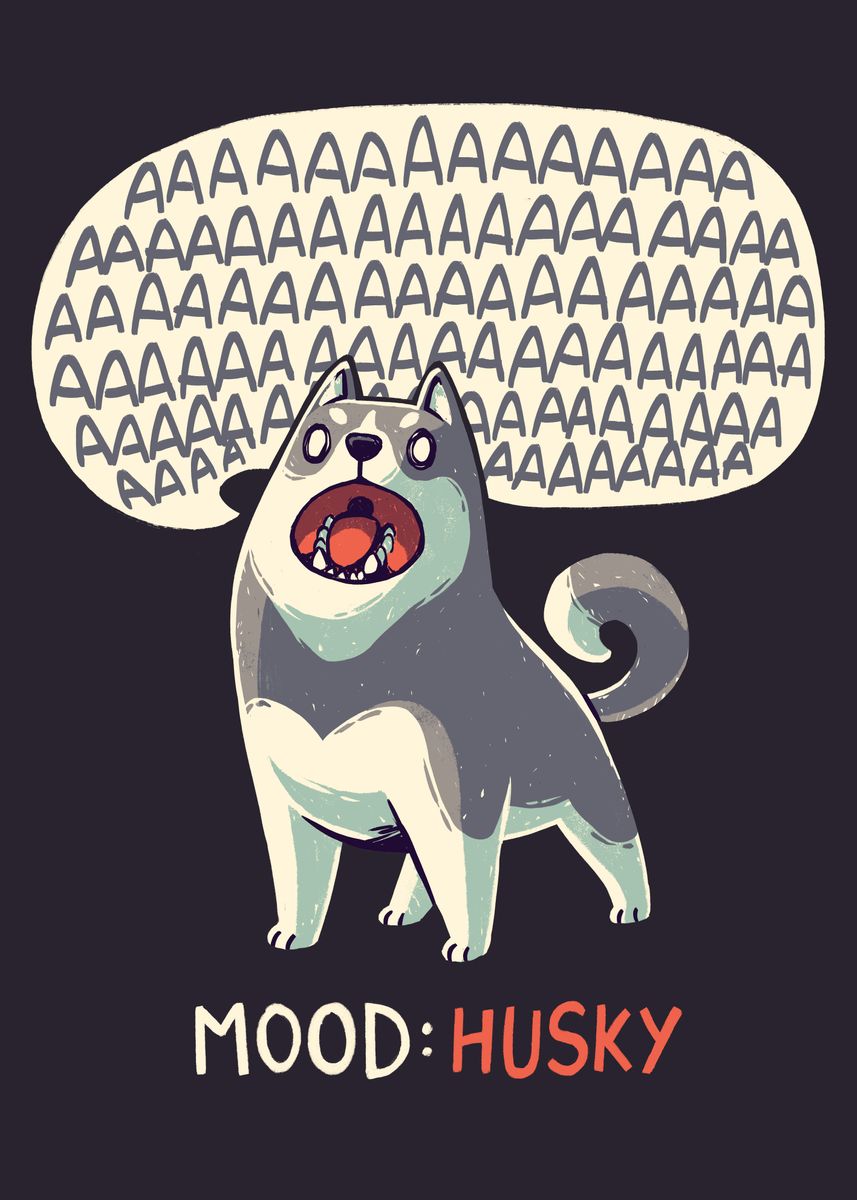 'Mood Husky Cute Dog Puppy' Poster, picture, metal print, paint by ...