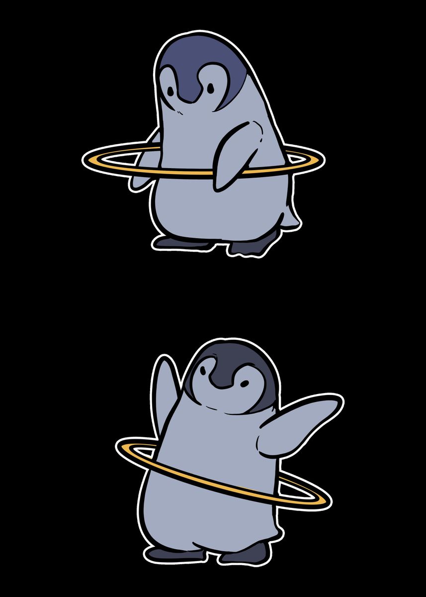 'Hoola Hoop Penguin Owner G' Poster, picture, metal print, paint by ...