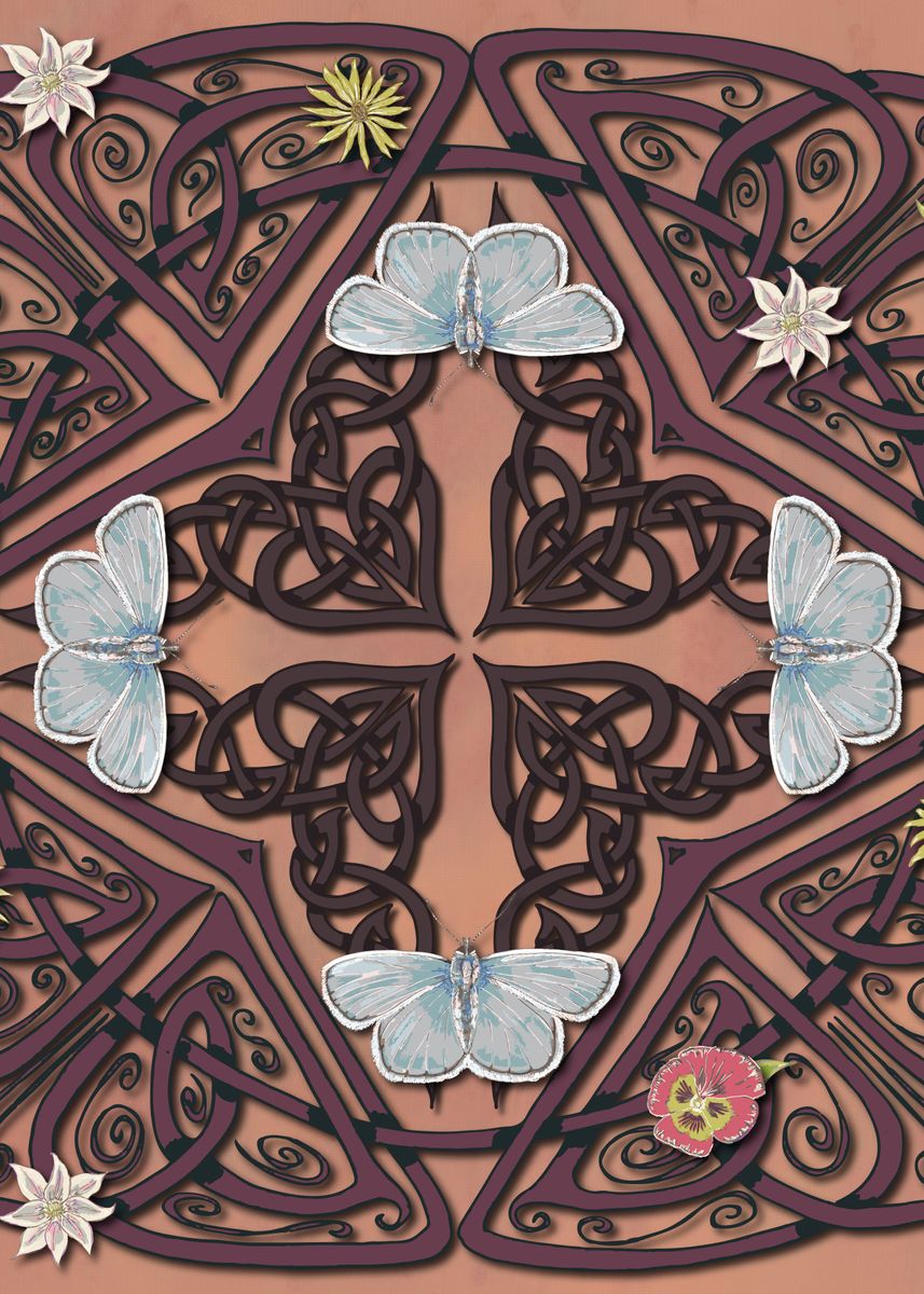 'Celtic Blue Butterflies' Poster by Lotti Brown | Displate