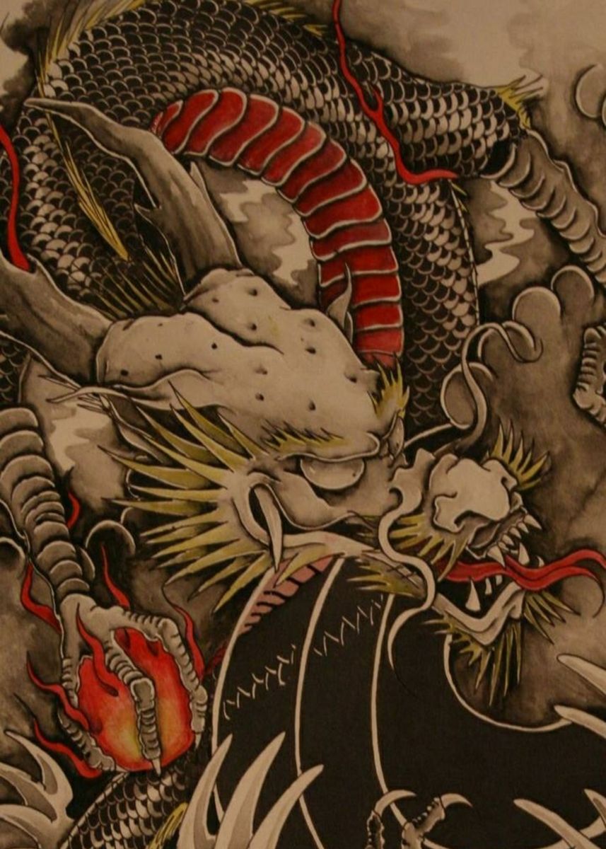 'japanese dragon' Poster, picture, metal print, paint by Dafa saga ...