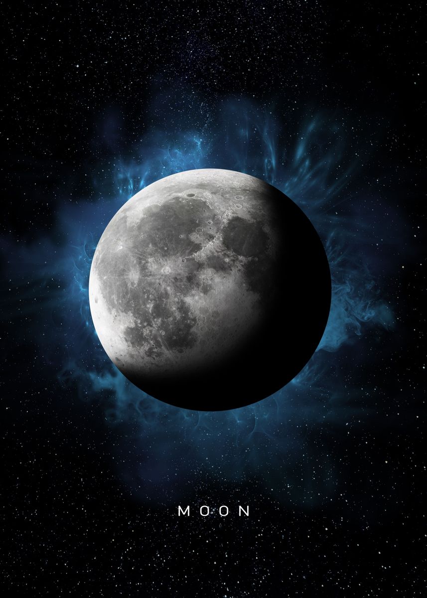 'Moon' Poster, picture, metal print, paint by MyDigitalMind | Displate