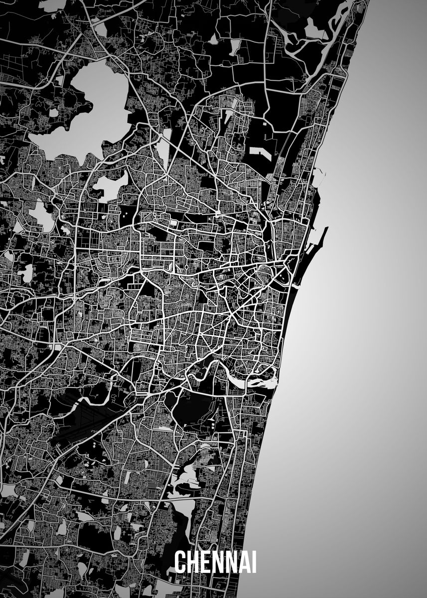 'Chennai dark map' Poster, picture, metal print, paint by LUNGHISTE ...