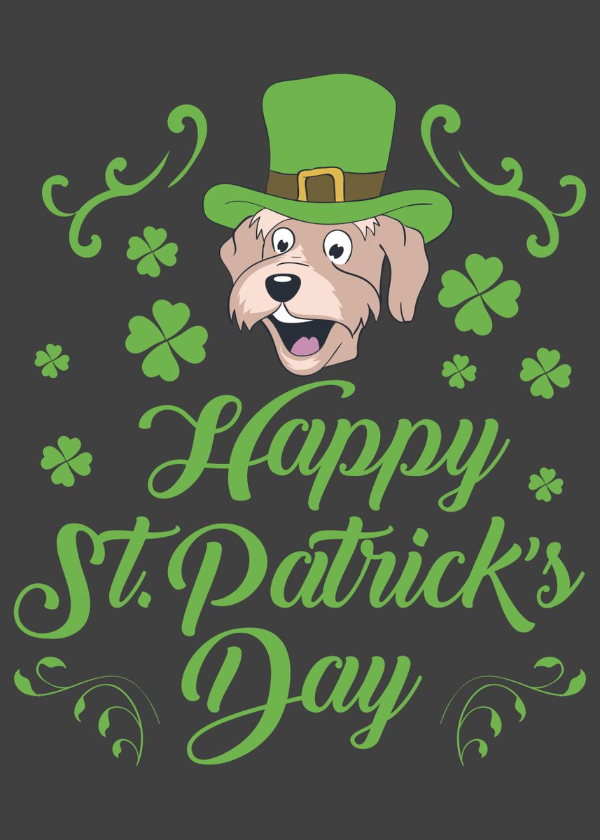 'Happy St Patricks Day Dog' Poster, picture, metal print, paint by BeMi ...