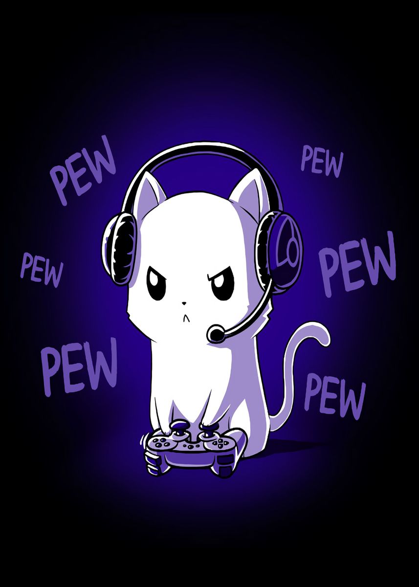 'Gamer Kitty' Poster, picture, metal print, paint by Ilham | Displate