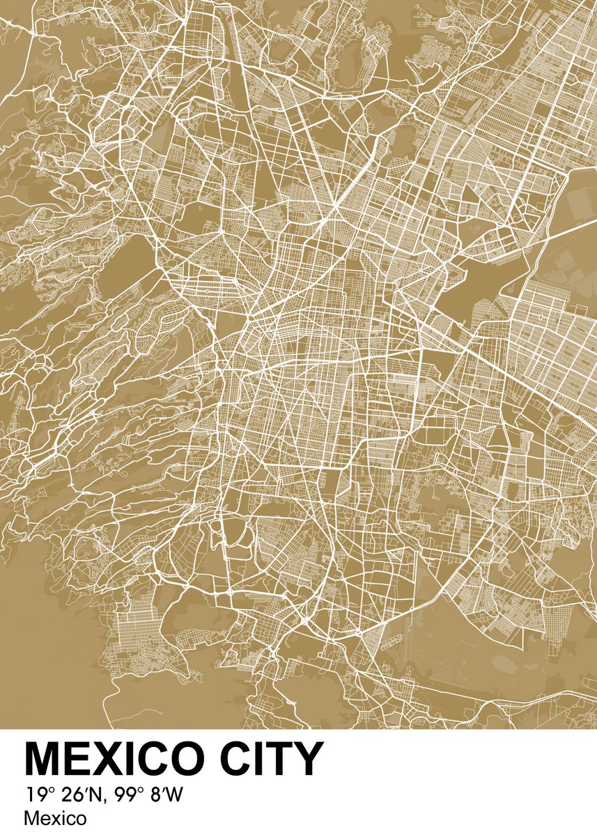 'Mexico City color map' Poster, picture, metal print, paint by Project ...