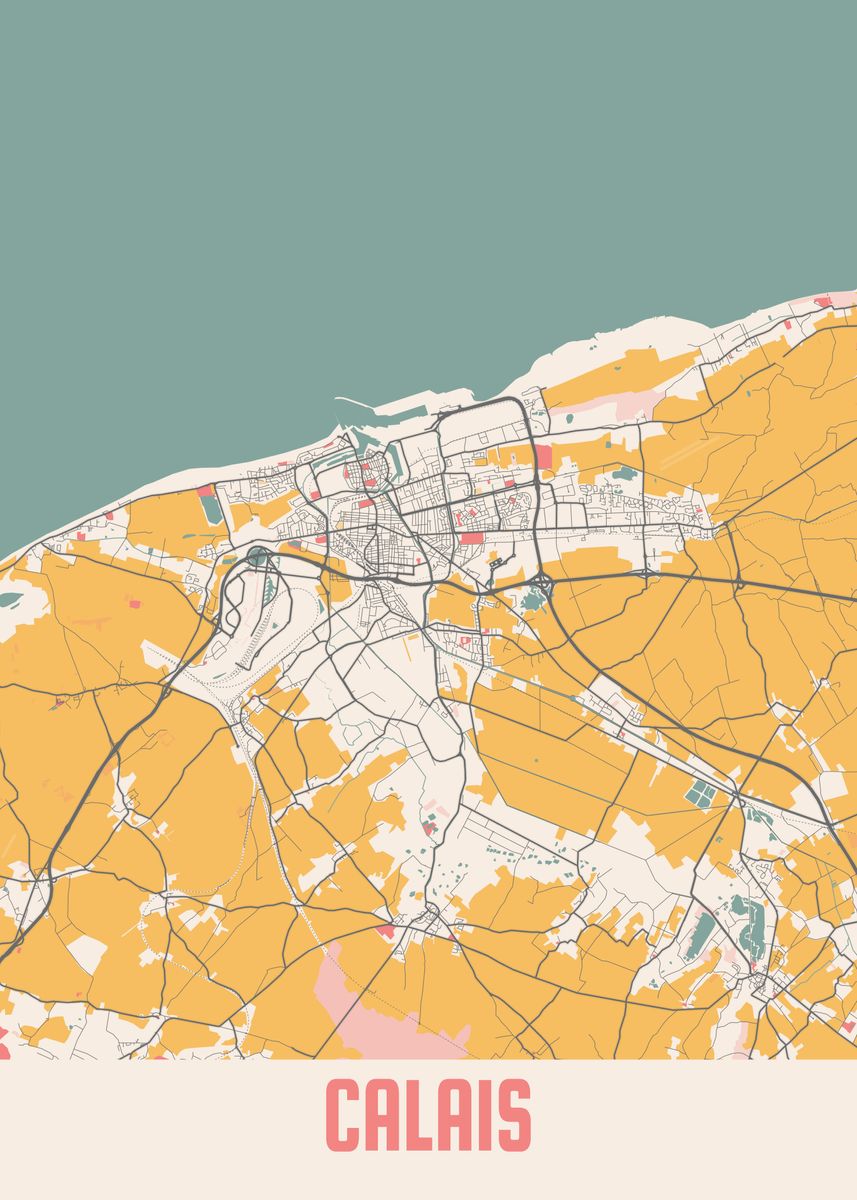 'Calais Chalk Map' Poster by Tien Stencil | Displate