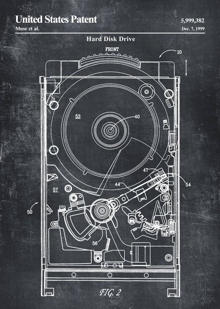'1999 hard disk patent' Poster, picture, metal print, paint by Project ...