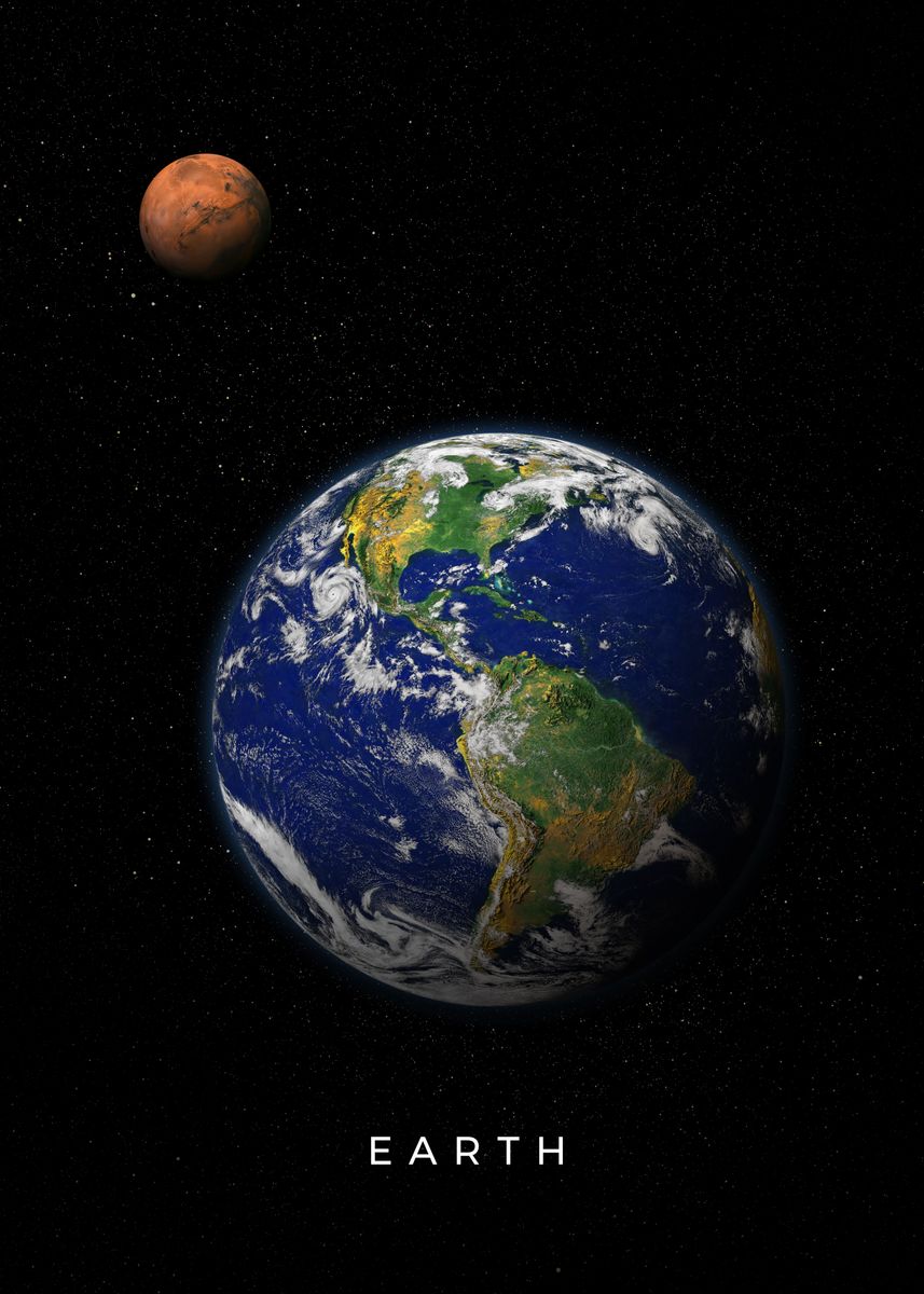 'Earth and Mars' Poster, picture, metal print, paint by Ale Borges ...