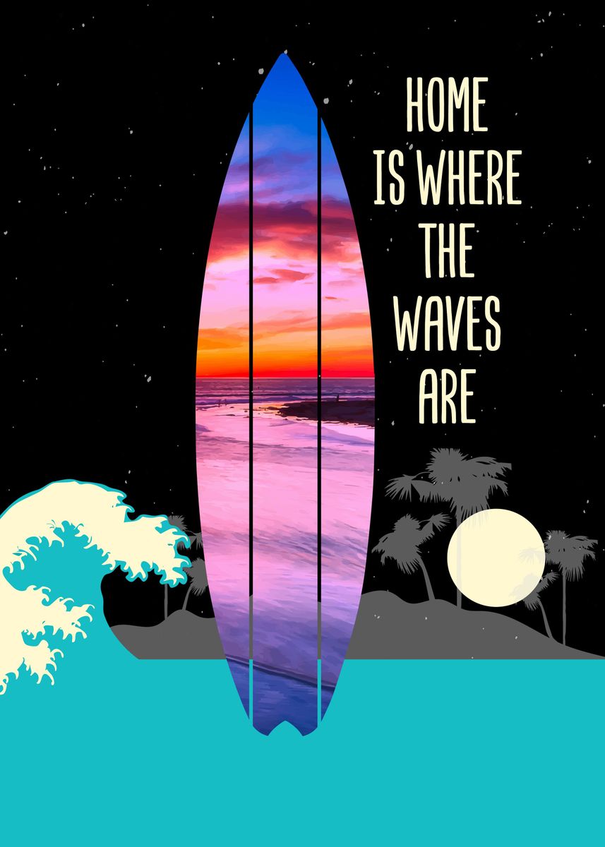 'Surfing Cool Wall Decor' Poster, picture, metal print, paint by ...