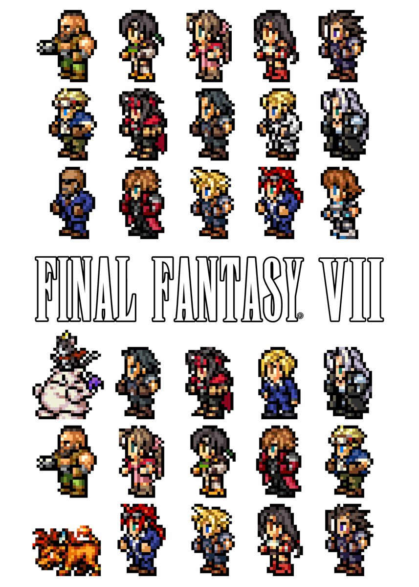 'Final Fantasy VII Pixel' Poster, picture, metal print, paint by Ze ...